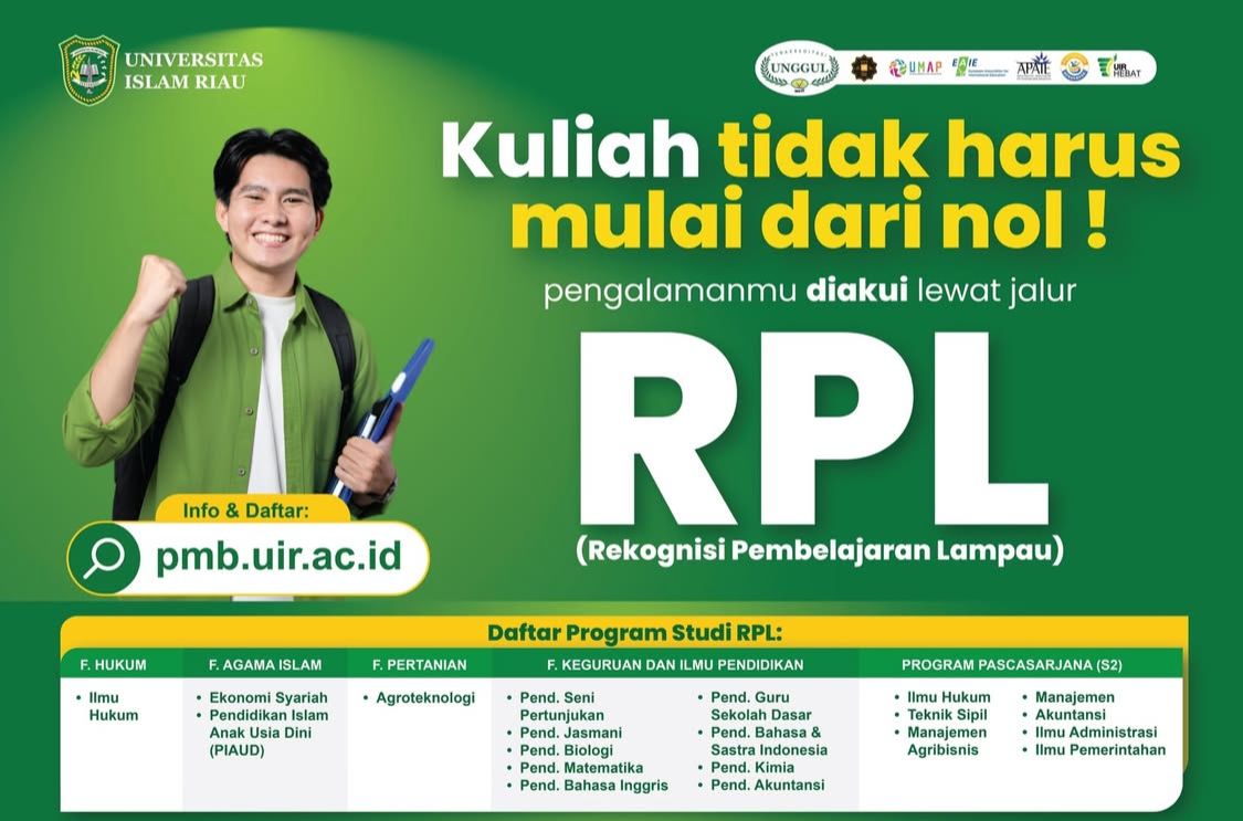 UIR Buka PMB Jalur RPL 2026/2027 Ini Daftar 20 Program Studi